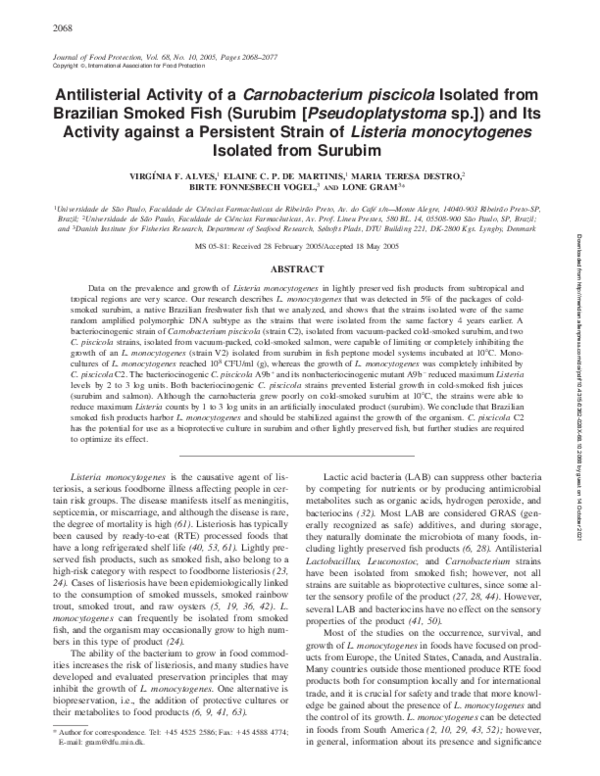 (PDF) Antilisterial activity of a Carnobacterium piscicola isolated ...