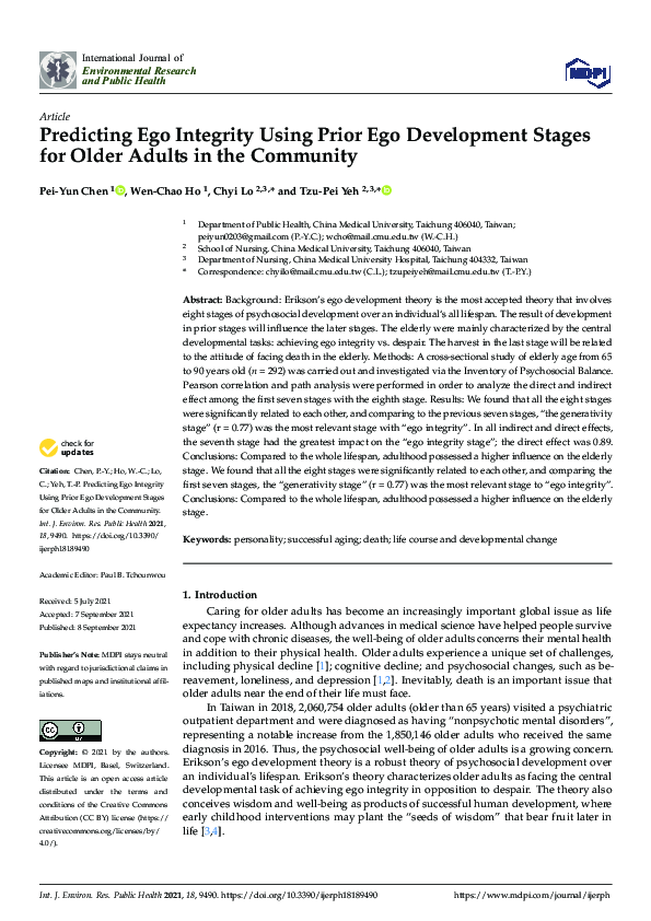 (PDF) Predicting Ego Integrity Using Prior Ego Development Stages for ...