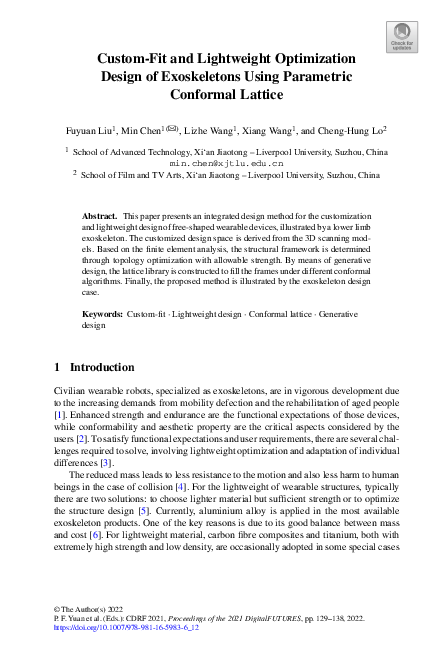 (PDF) Custom-Fit and Lightweight Optimization Design of Exoskeletons ...