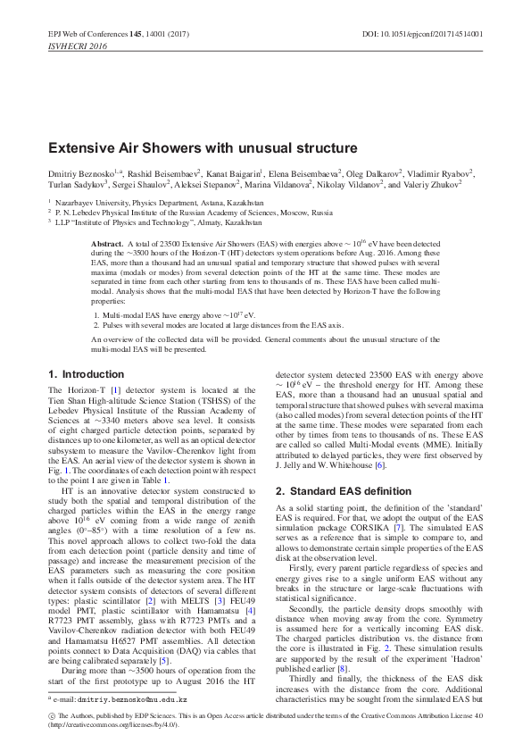 (PDF) Extensive Air Showers with unusual structure