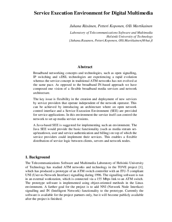 (PDF) Service Execution Environment for Digital Multimedia
