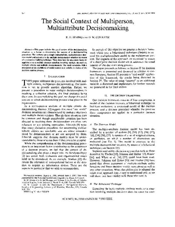 (PDF) Social Context in Multiattribute, Multiperson Decision Making