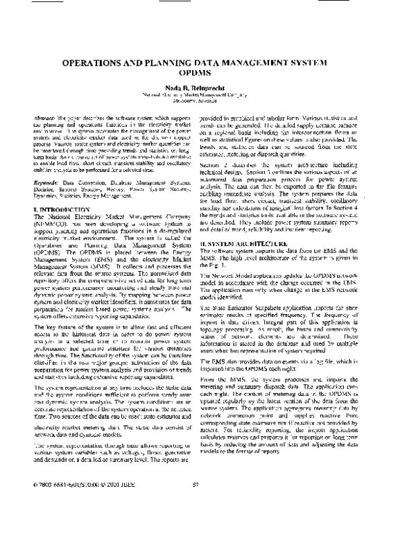 (PDF) Operations and planning data management system OPDMS