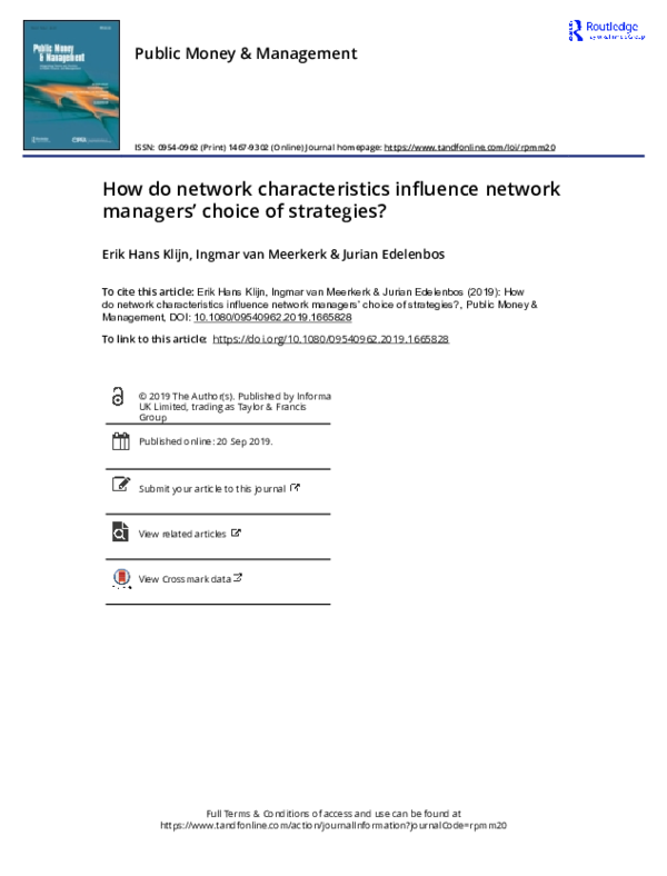 (PDF) How do network characteristics influence network managers’ choice ...