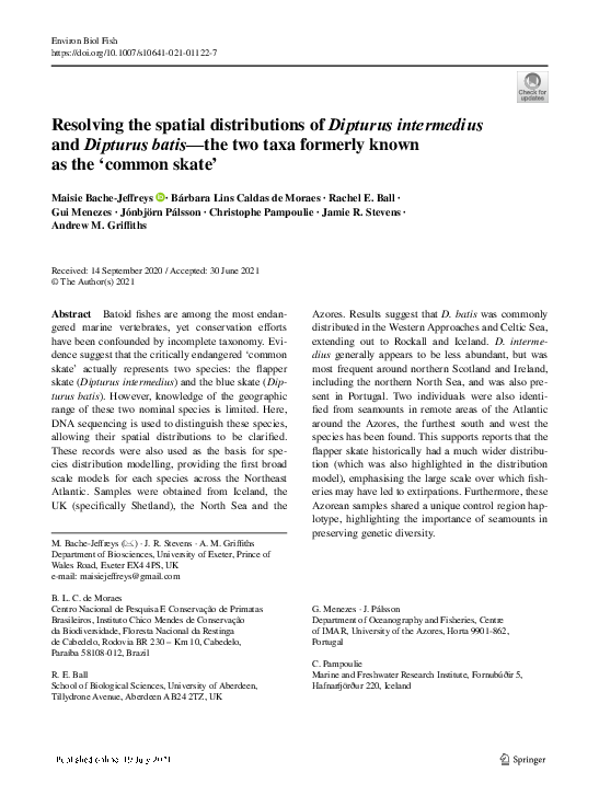 (PDF) Resolving the spatial distributions of Dipturus intermedius and ...