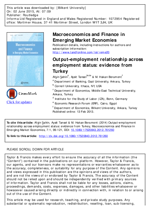 (PDF) Output–employment relationship across employment status: evidence ...