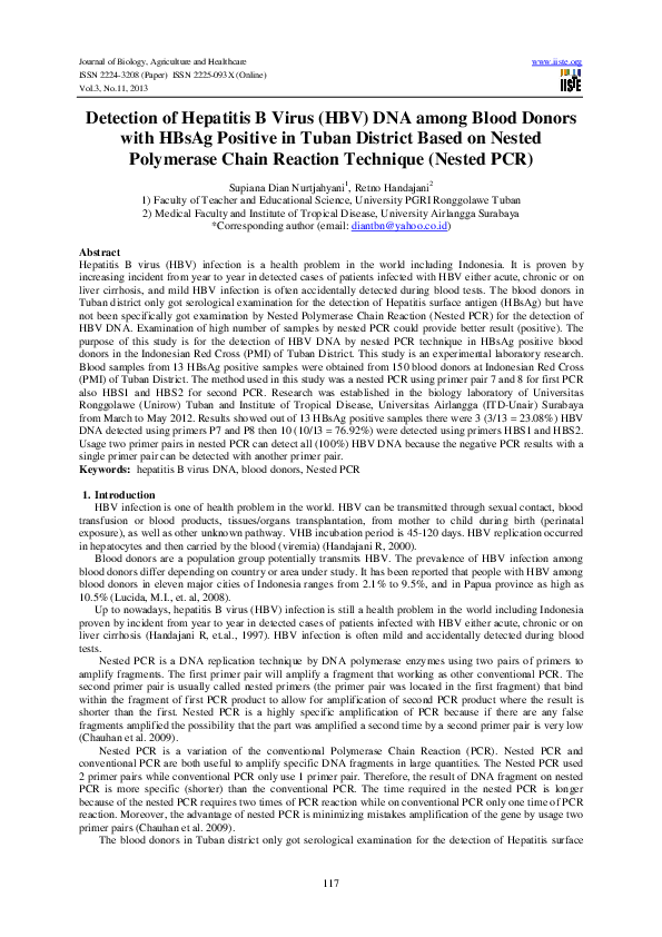 (PDF) Detection of Hepatitis B Virus (HBV) DNA among Blood Donors with ...