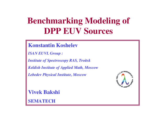(PDF) Benchmarking Modeling of DPP EUV Sources