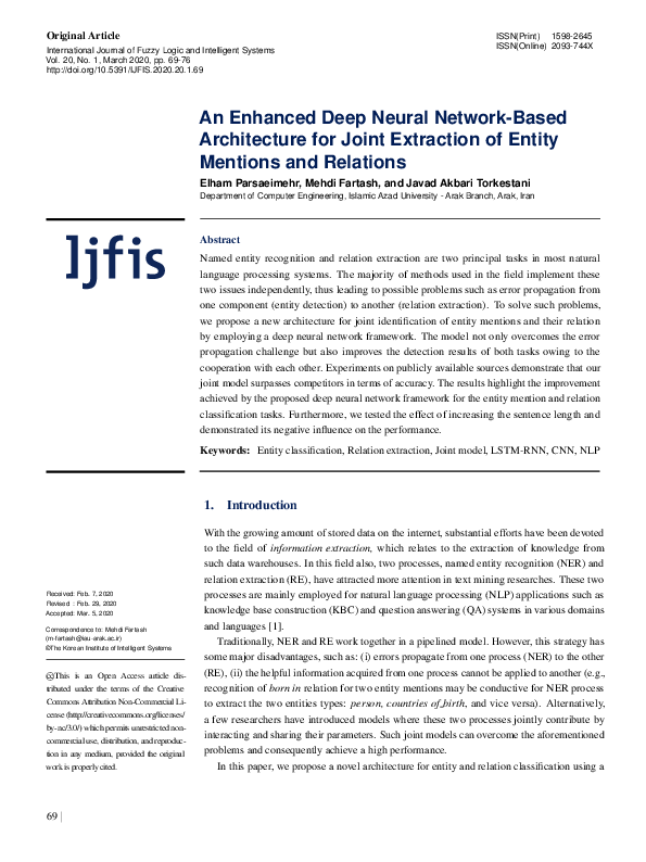 Pdf An Enhanced Deep Neural Network Based Architecture For Joint Extraction Of Entity Mentions
