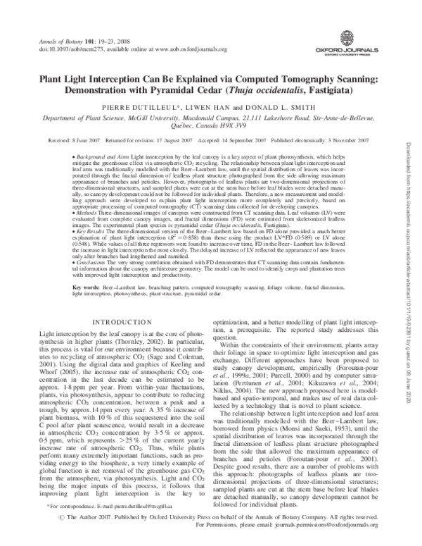 (PDF) Plant light interception can be explained via computed tomography ...