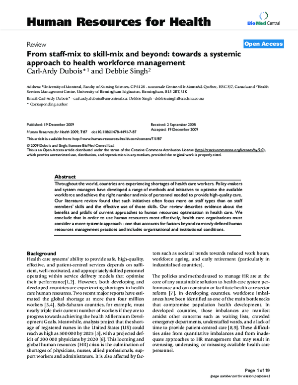 From staff-mix to skill-mix and beyond: towards a systemic approach to ...