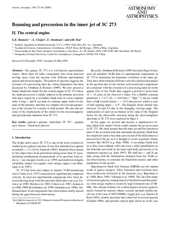 (PDF) Binary Black Hole Model of 3C 273's Jet