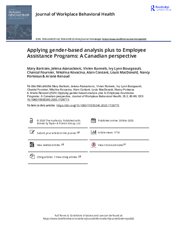 (PDF) Applying gender-based analysis plus to Employee Assistance ...