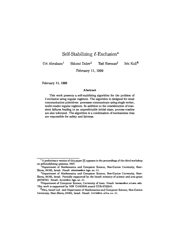 (PDF) Self-stabilizing -exclusion
