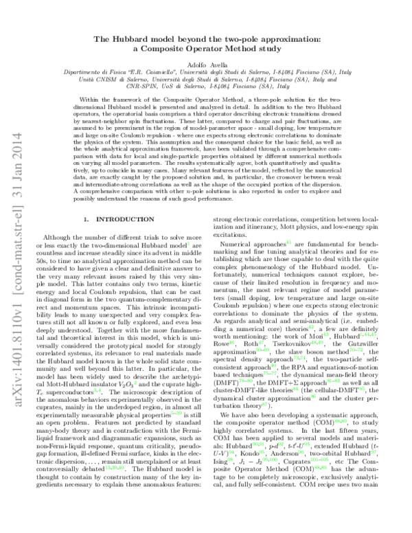 (PDF) The Hubbard model beyond the two-pole approximation: a composite operator method study