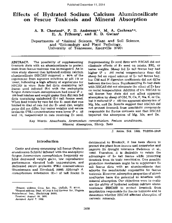 (PDF) Effects of hydrated sodium calcium aluminosilicate on fescue ...