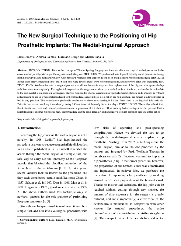 (PDF) The New Surgical Technique to the Positioning of Hip Prosthetic ...