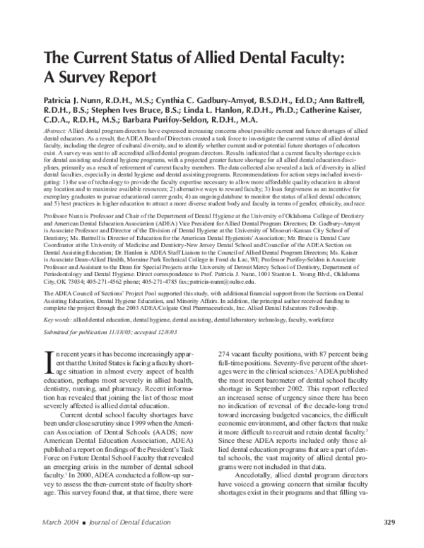(PDF) The current status of allied dental faculty: a survey report