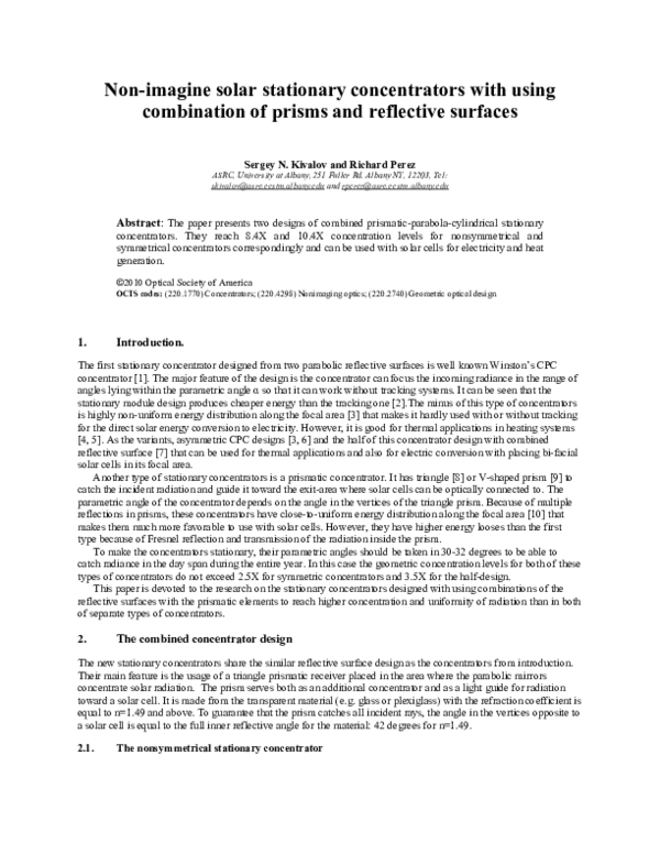 (PDF) Non-Imagine Solar Stationary Concentrators with Using Combination ...