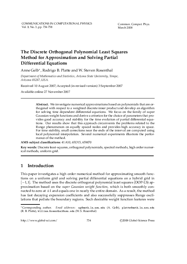 Pdf The Discrete Orthogonal Polynomial Least Squares Method For Approximation And Solving