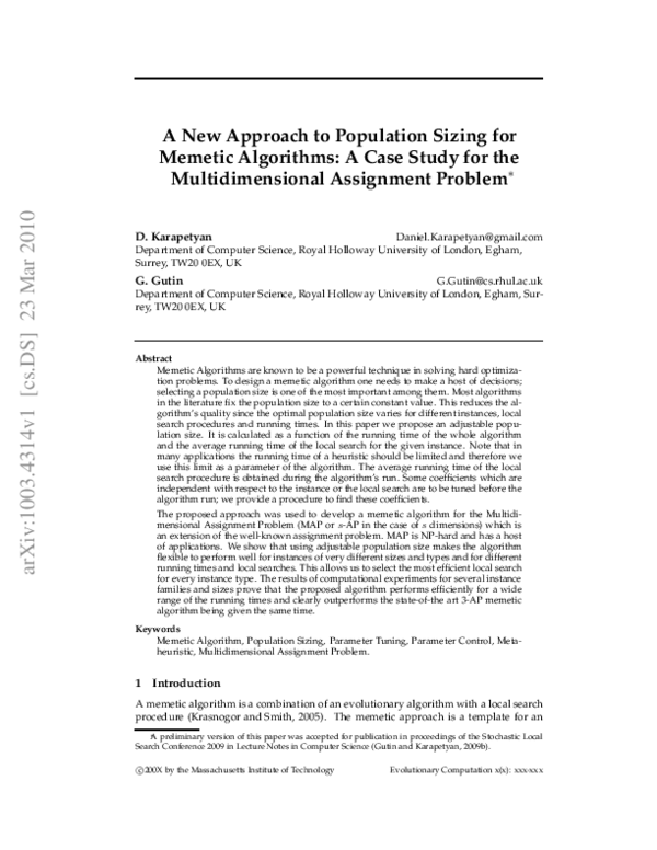 (PDF) A New Approach to Population Sizing for Memetic Algorithms: A Case Study for the ...