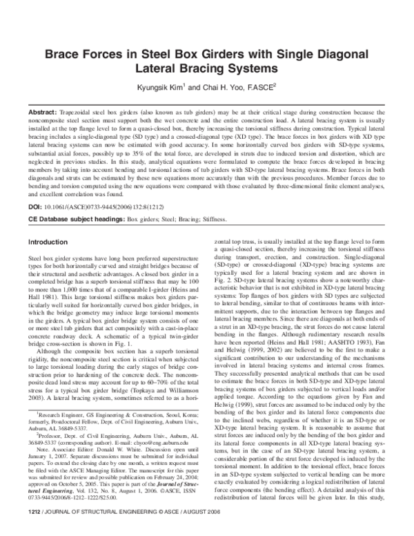 (PDF) Brace Forces in Steel Box Girders with Single Diagonal Lateral Bracing Systems