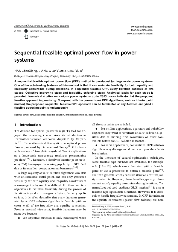 (PDF) Sequential feasible optimal power flow in power systems