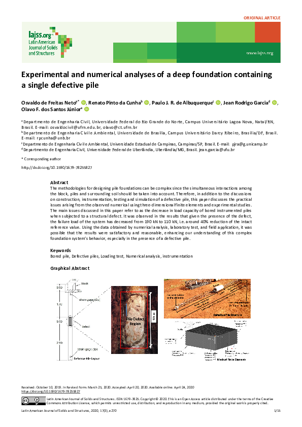 (PDF) Experimental and numerical analyses of a deep foundation ...