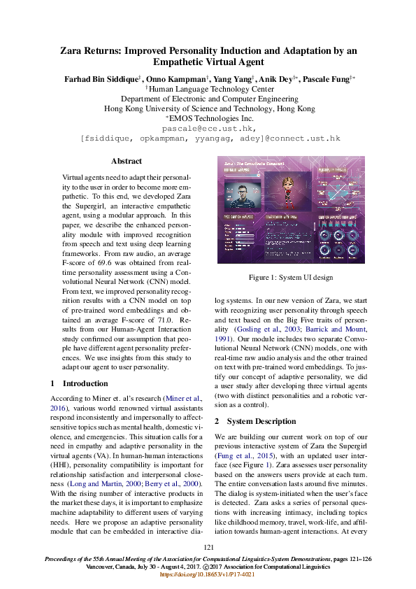 (PDF) Zara Returns: Improved Personality Induction and Adaptation by an ...