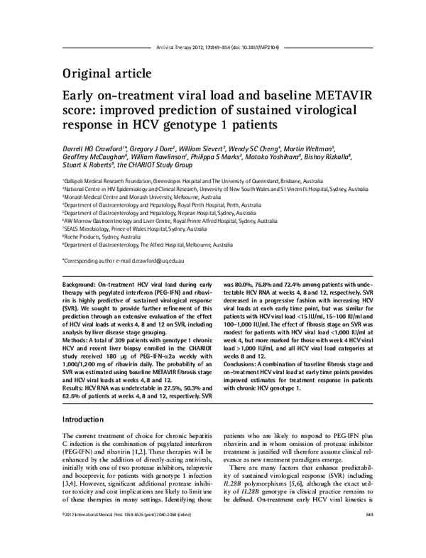 (PDF) Early on-treatment viral load and baseline METAVIR score ...