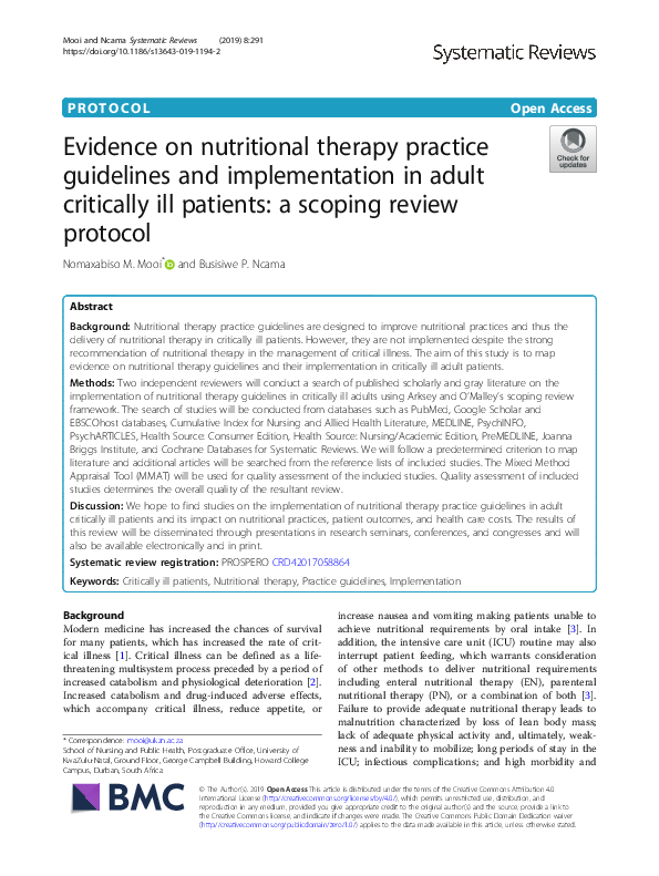 (PDF) Evidence on nutritional therapy practice guidelines and ...