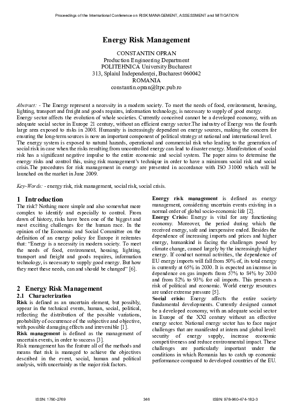 (PDF) Energy Risk Management
