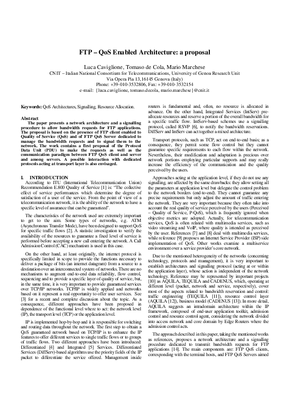Pdf Ftp Qos Enabled Architecture A Proposal