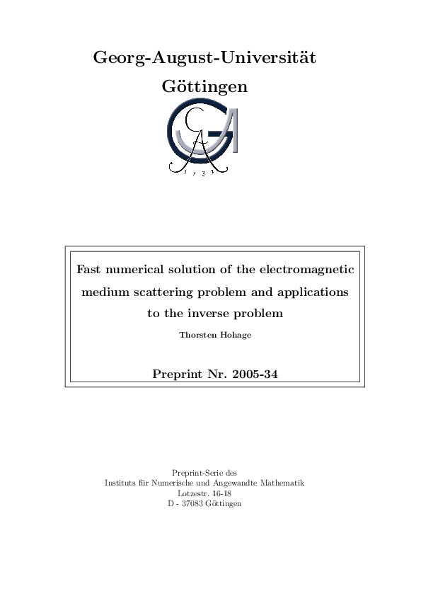 (PDF) Fast numerical solution of the electromagnetic medium scattering problem and applications ...