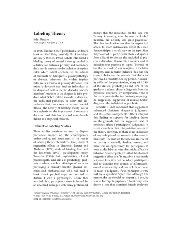 (PDF) Labeling Theory