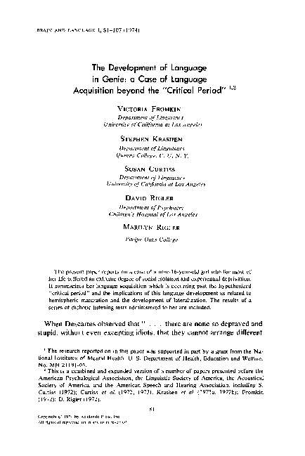 (PDF) The development of language in genie: a case of language ...
