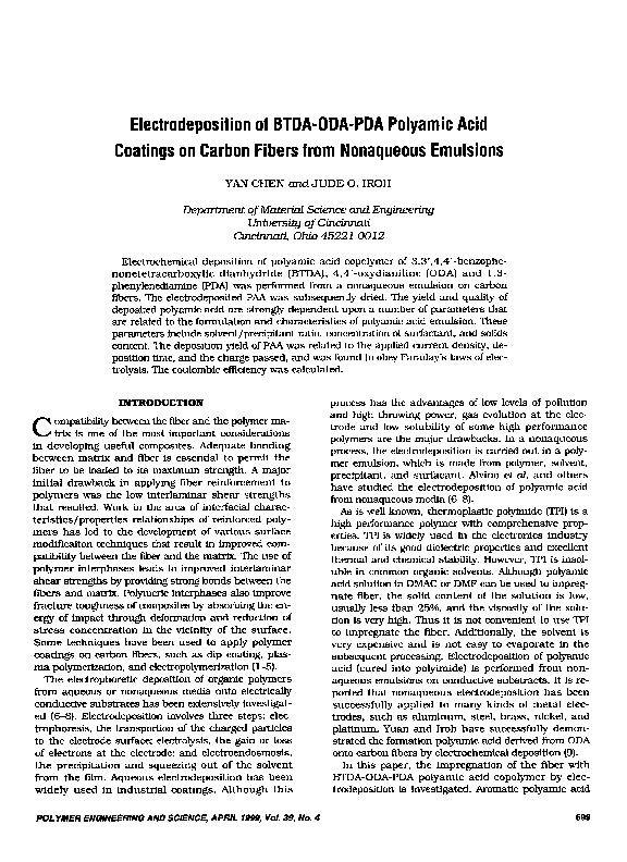 (PDF) Electrodeposition of BTDA‐ODA‐PDA polyamic acid coatings on ...