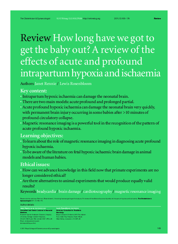 (PDF) How long have we got to get the baby out? A review of the effects ...