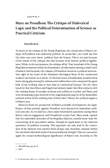 (PDF) Marx on Proudhon: The Critique of Dialectical Logic and the ...