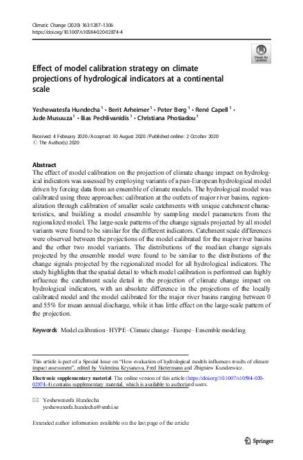 (PDF) Effect of model calibration strategy on climate projections of ...
