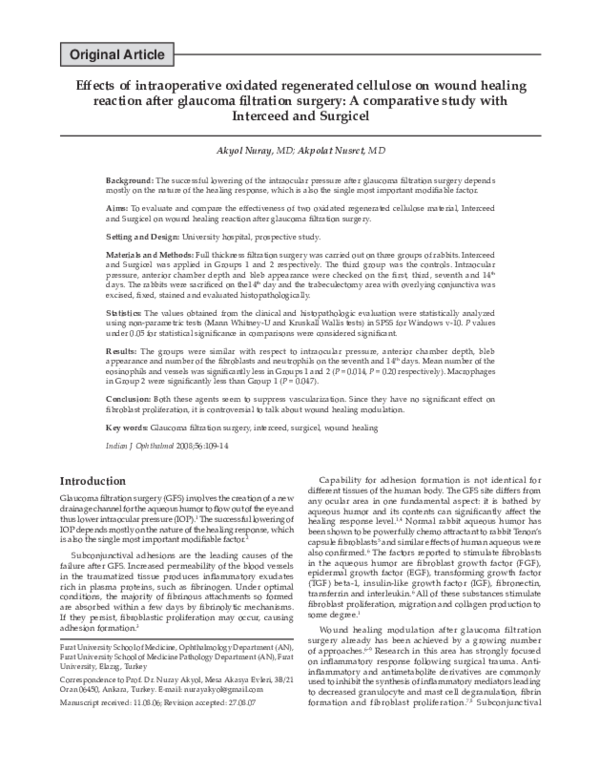 (PDF) Effects of intraoperative oxidated regenerated cellulose on wound ...