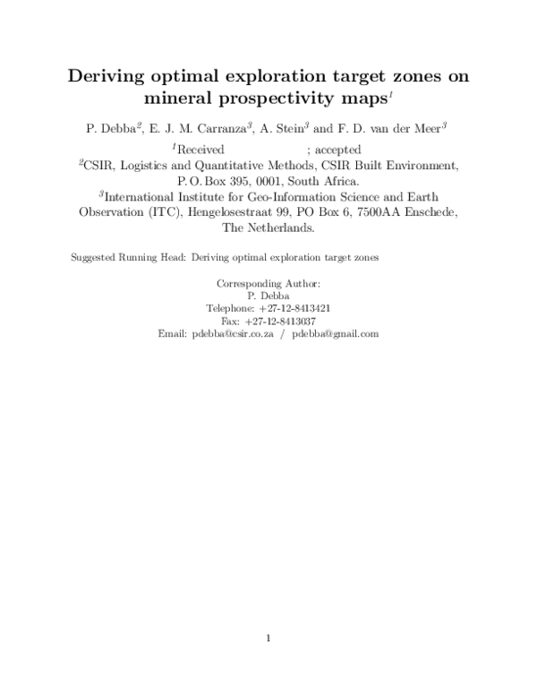 (PDF) Deriving optimal exploration target zones on mineral ...