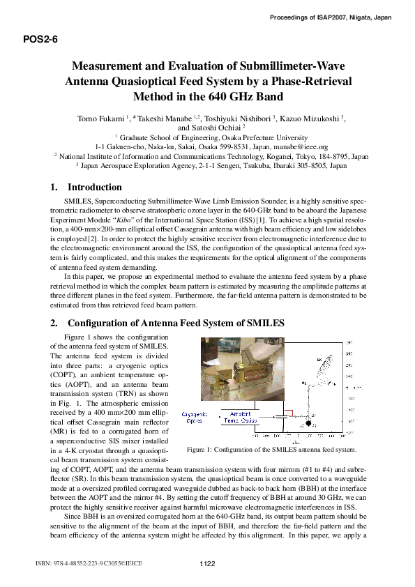 (PDF) Measurement and Evaluation of Submillimeter-Wave Antenna Quasioptical Feed System by a ...