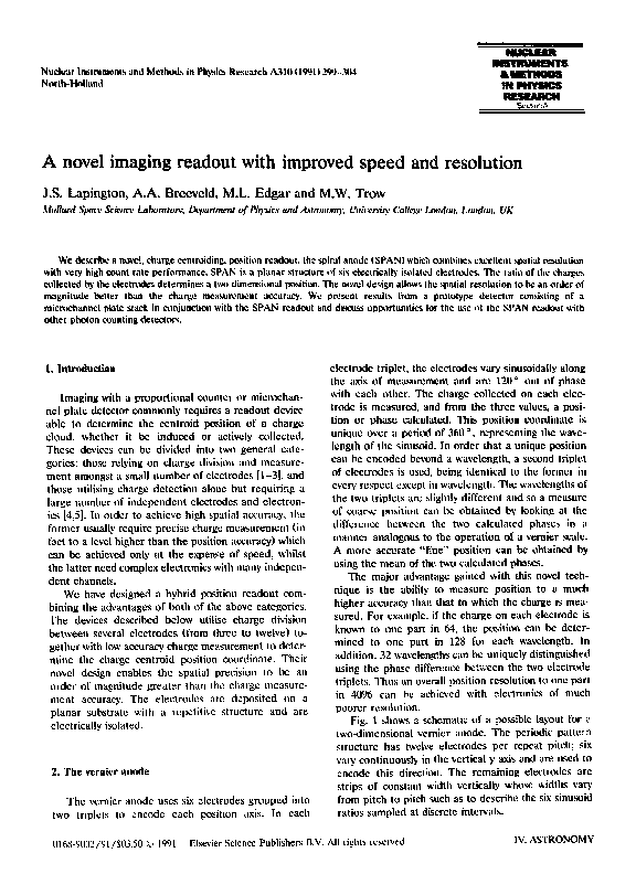 (PDF) A novel imaging readout with improved speed and resolution