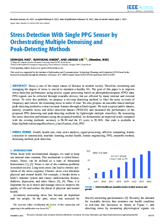 (PDF) Stress Detection With Single PPG Sensor by Orchestrating Multiple ...