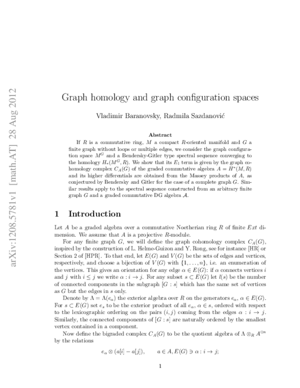 (PDF) Graph homology and graph configuration spaces