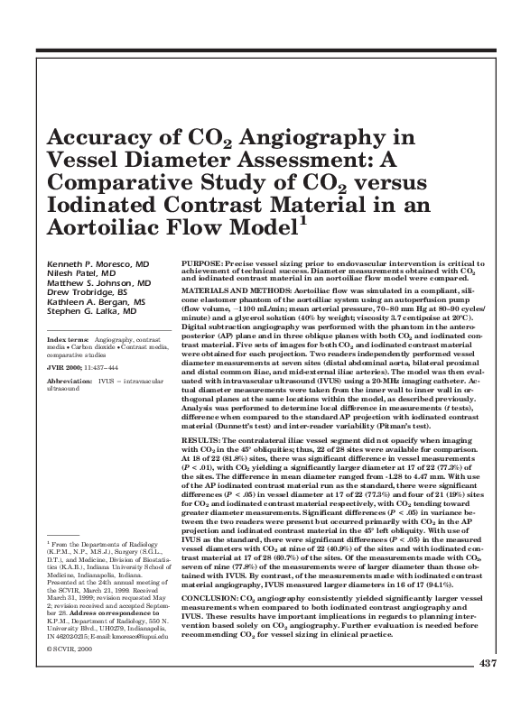 (PDF) Accuracy of CO2 angiography in vessel diameter assessment: a ...