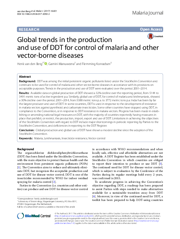 (PDF) Global trends in the production and use of DDT for control of ...