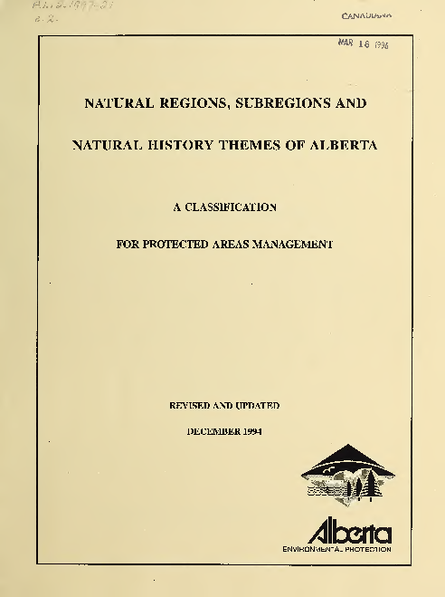 (PDF) Natural regions, subregions and natural history themes of Alberta ...