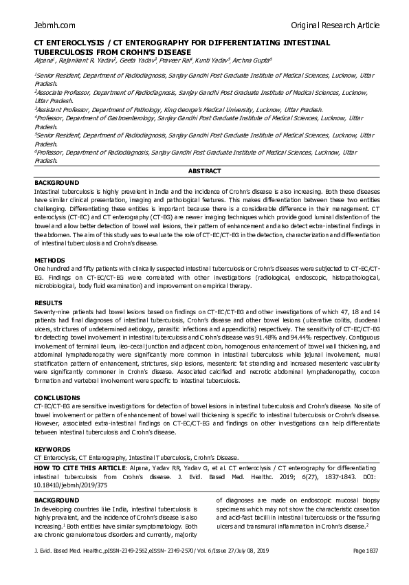 (PDF) CT Enteroclysis / CT Enterography for Differentiating Intestinal ...